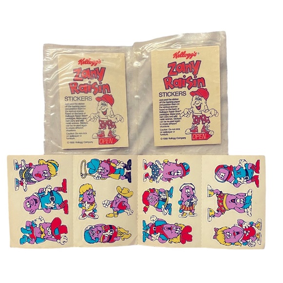 Vintage | Other | 988 Kelloggs Raisin Bran Zany Raisin Stickers ...